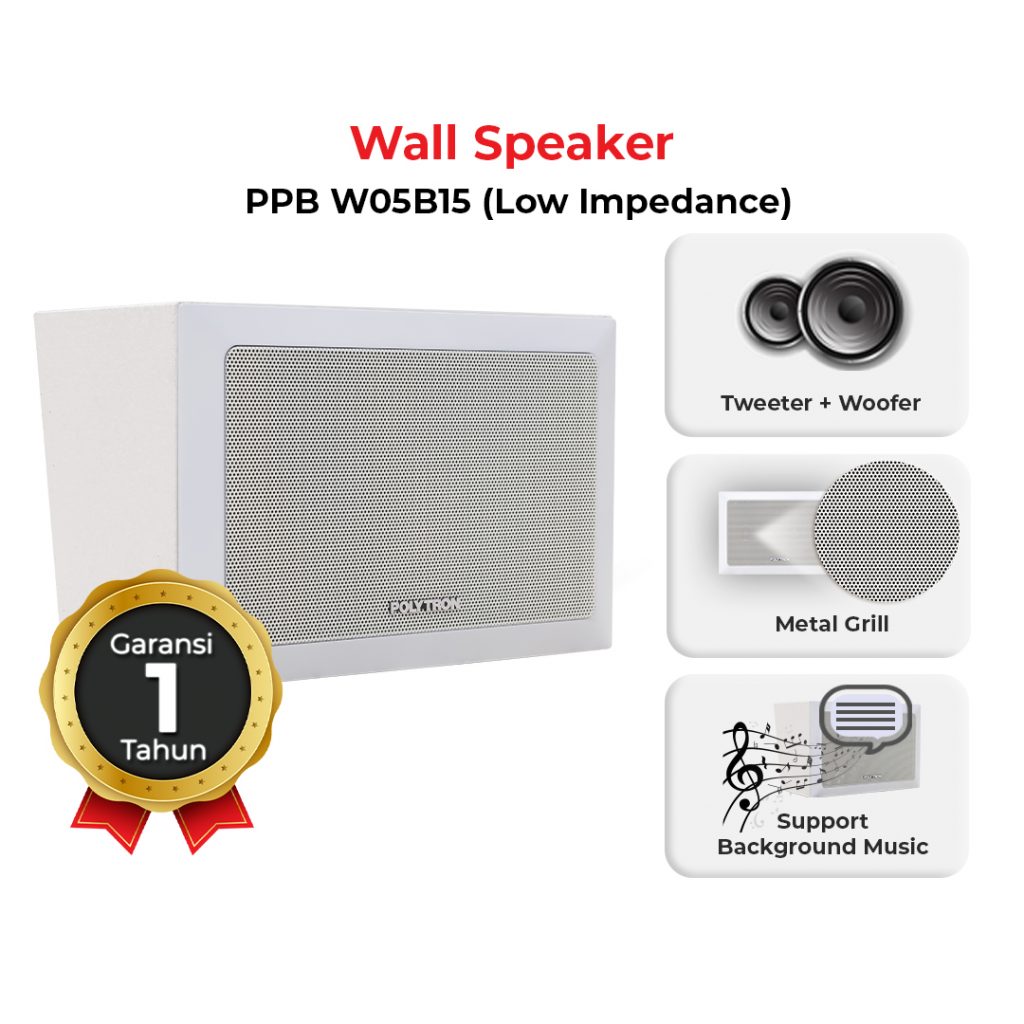 Polytron Wall Speaker Two-way Low Impedance Box Speaker Dinding PPB W05B15 - Polytron Official