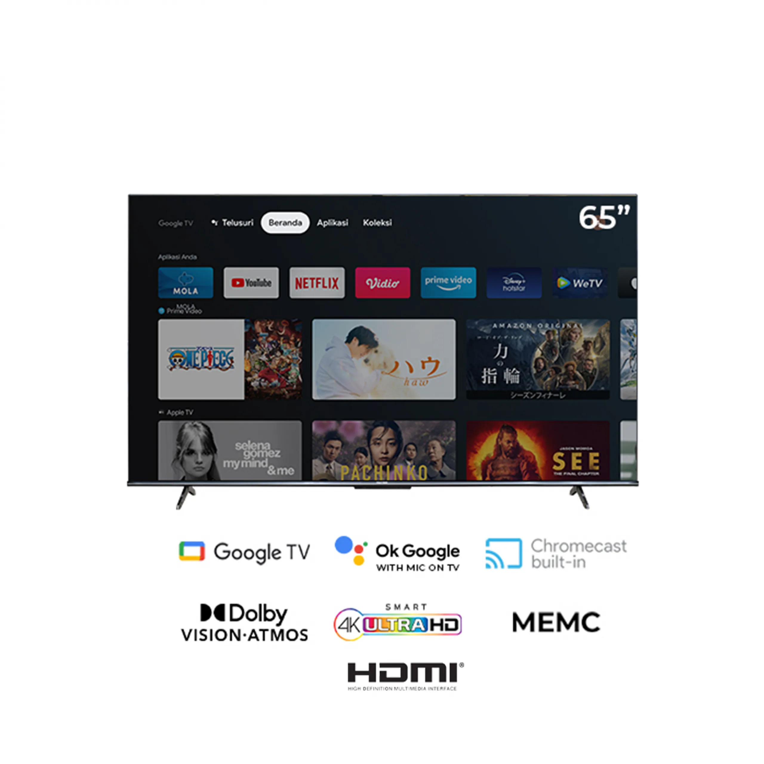 POLYTRON 4K UHD Smart Google TV 65 Inch PLD 65UG5959 Polytron Official