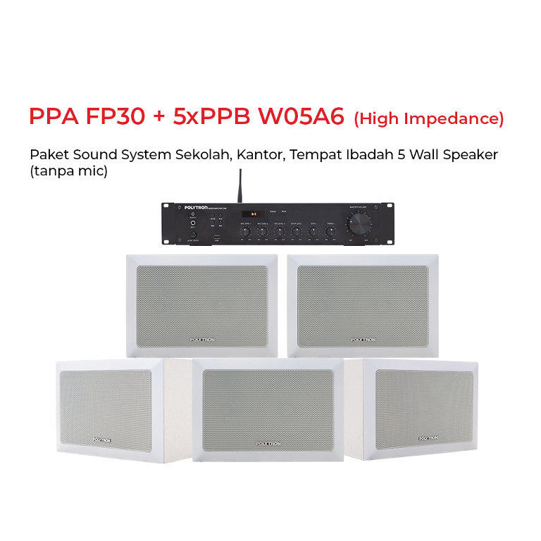 Polytron Sound System Sekolah Masjid Mushola Kantor (5 Wall Speaker)