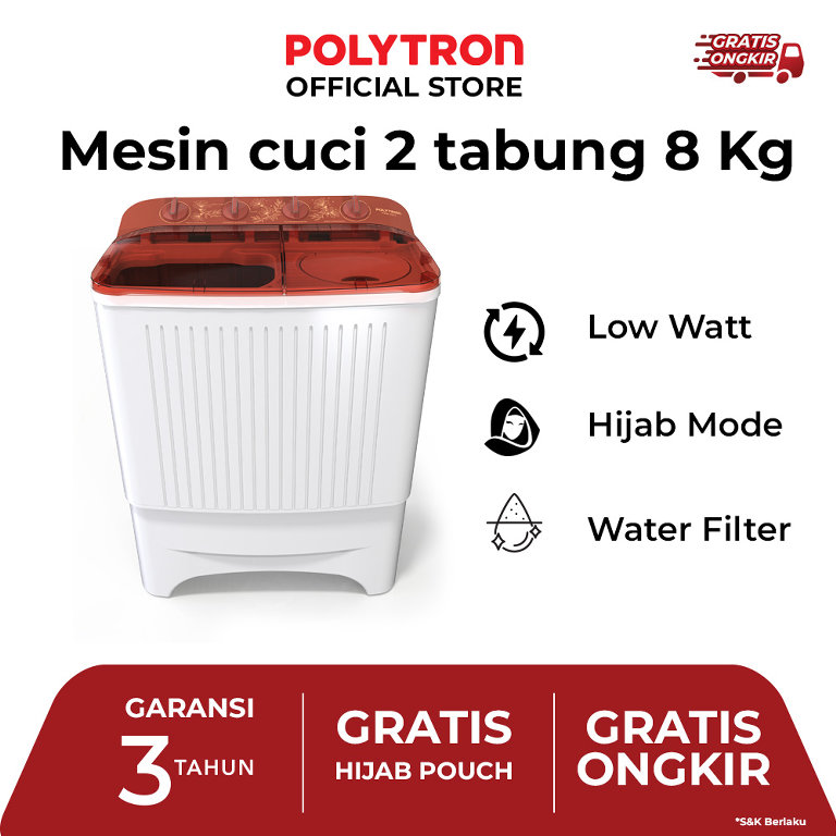 Mesin Cuci Polytron PWM 8072N - Mesin Cuci Polytron 2 Tabung