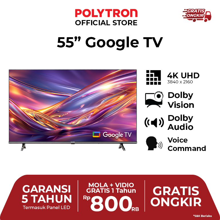 POLYTRON 4K UHD Smart Google TV 55 Inch - PLD 55UG5059 - Polytron Official