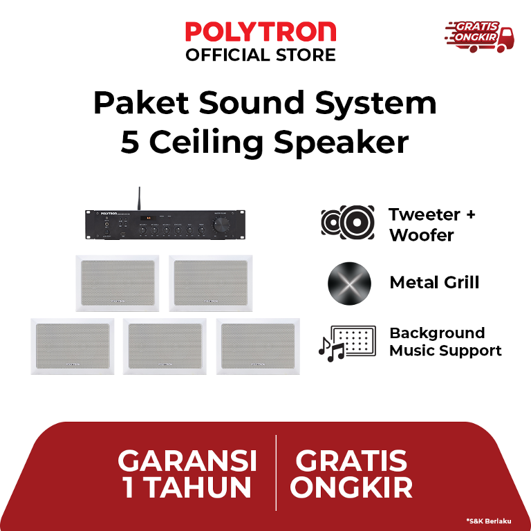 Polytron Sound System Sekolah Mushola Cafe Pengeras Suara Plafon (5 ...