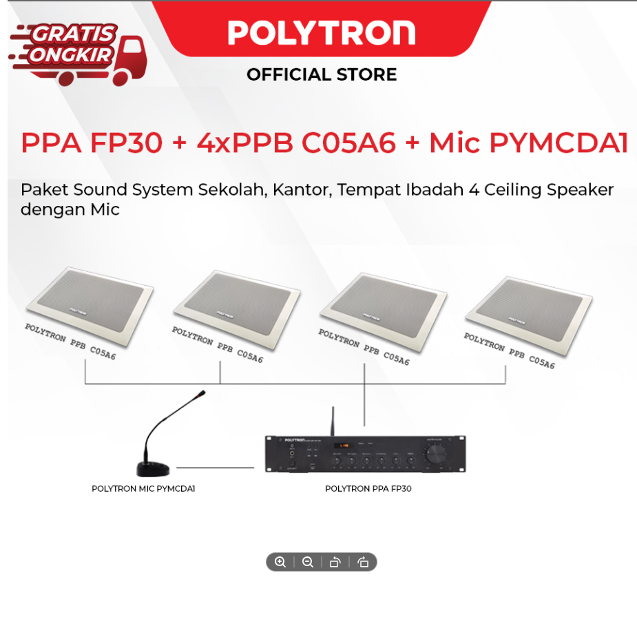 Polytron Sound System Sekolah Mushola Cafe Pengeras Suara Plafon (4 ...